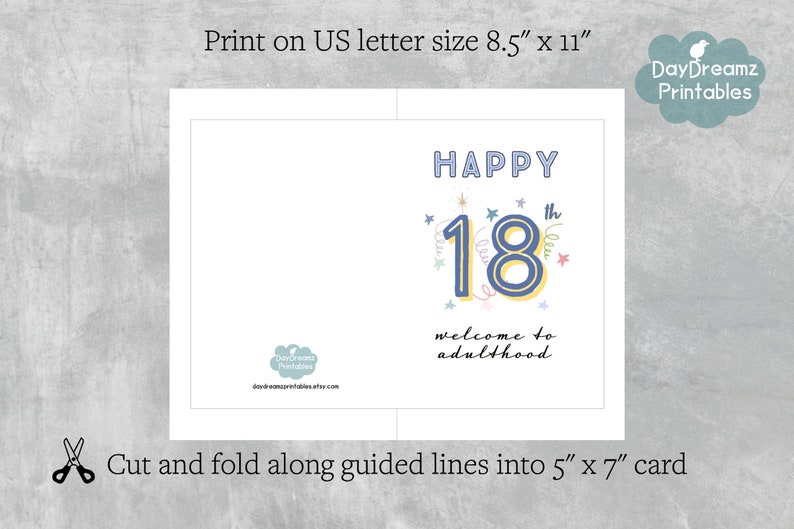 Printable 18th Birthday Card Instant Download Welcome to Adulthood 18 ...