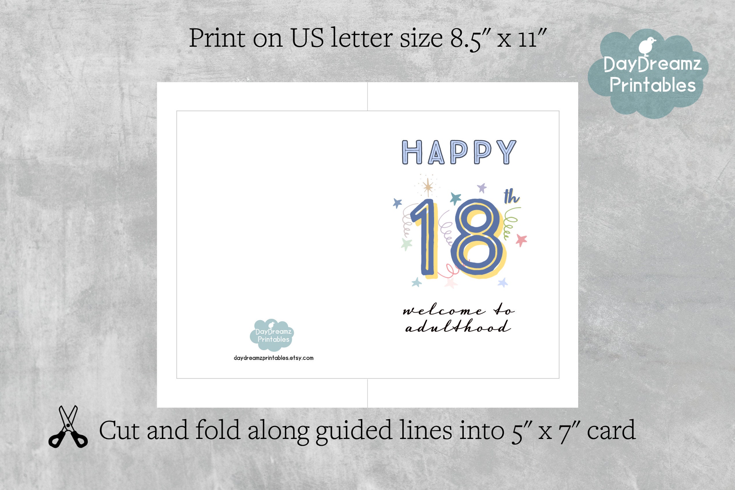 Printable 18th Birthday Card Instant Download Welcome to Adulthood 18 ...