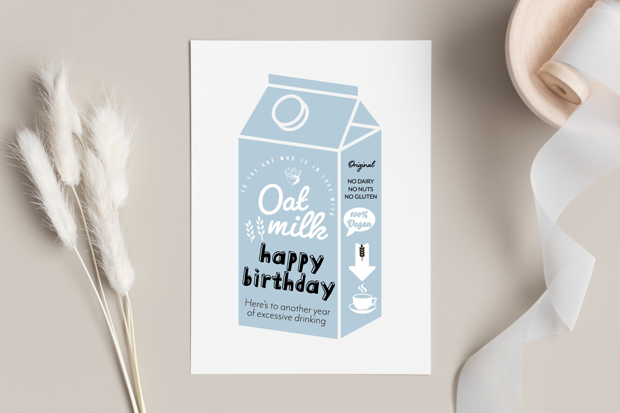 Printable to the One Who Loves Oat Milk Happy Birthday Card Instant ...