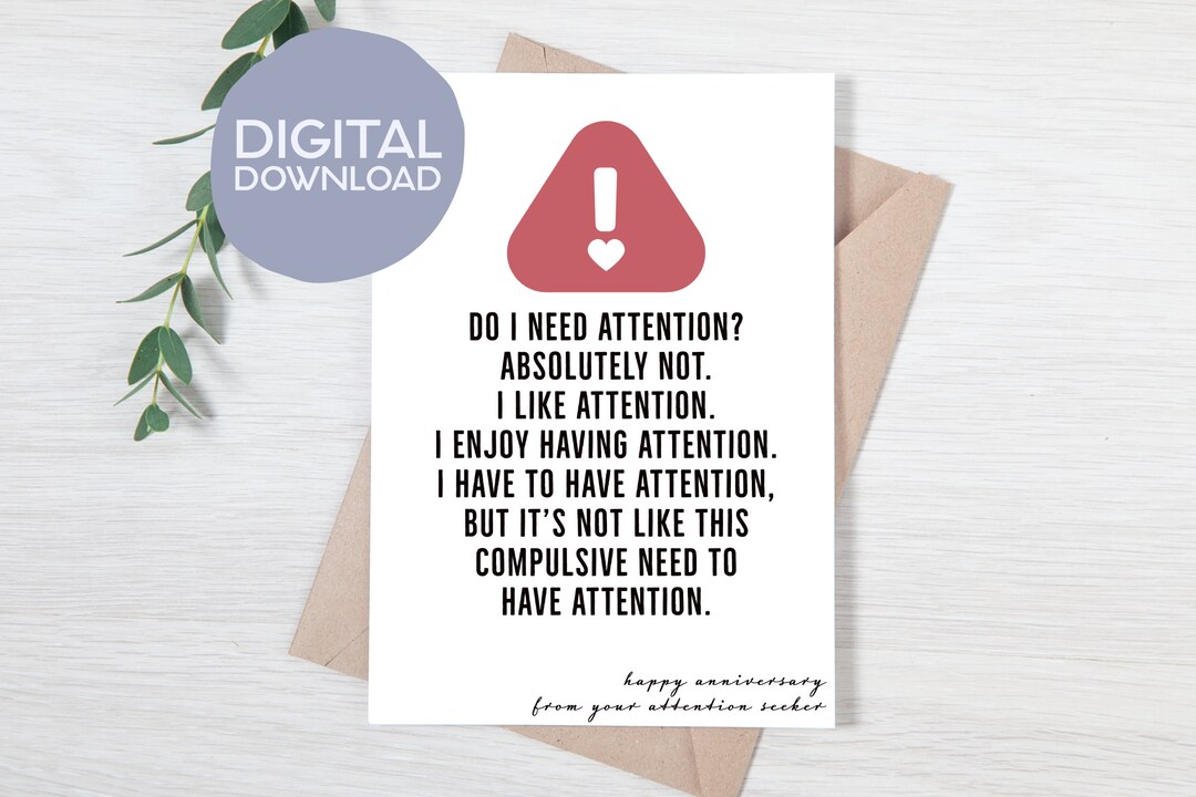Printable the Office Theme Attention Seeker Anniversary Card | Instant ...