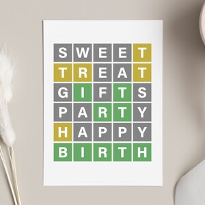 Printable Wordle Themed Birthday Card | Instant Download | Trendy Game ...