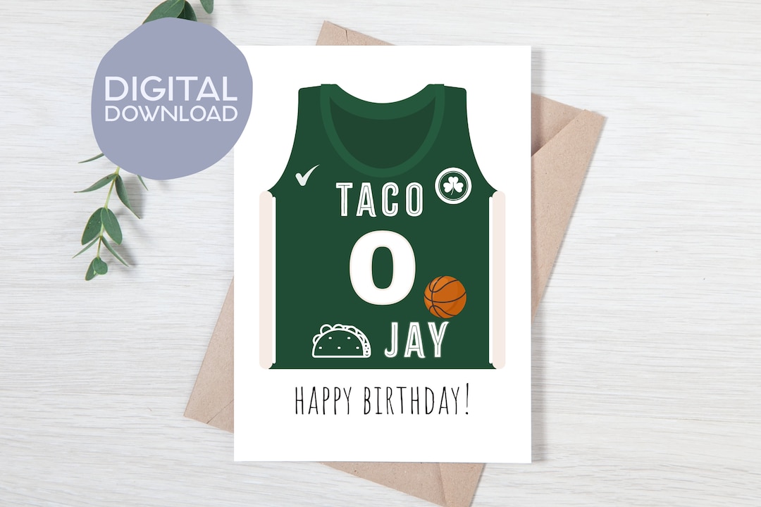 Printable Jayson Tatum Jersey Taco Jay Happy Birthday Card | Instant ...