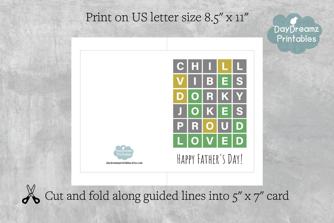 Printable Wordle Theme Father's Day Card | Instant Download | Trendy ...