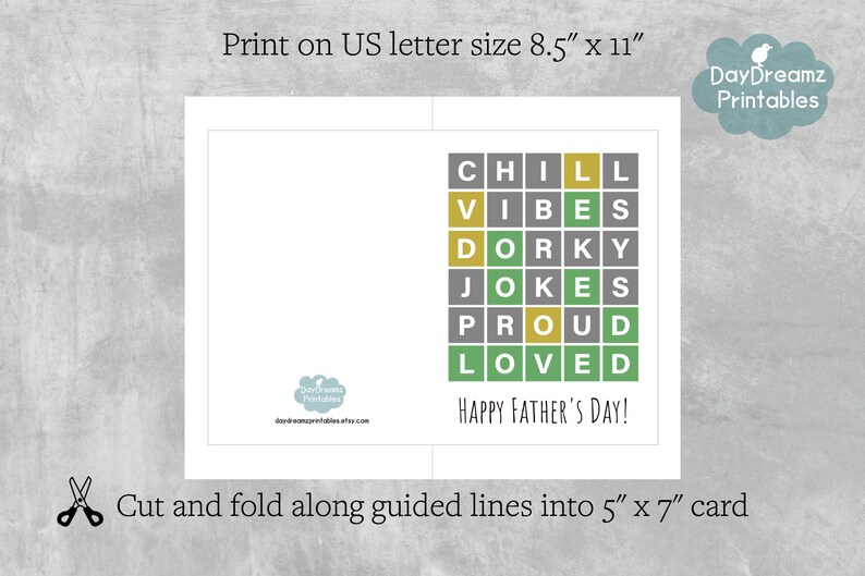 Printable Wordle Theme Father's Day Card | Instant Download | Trendy ...