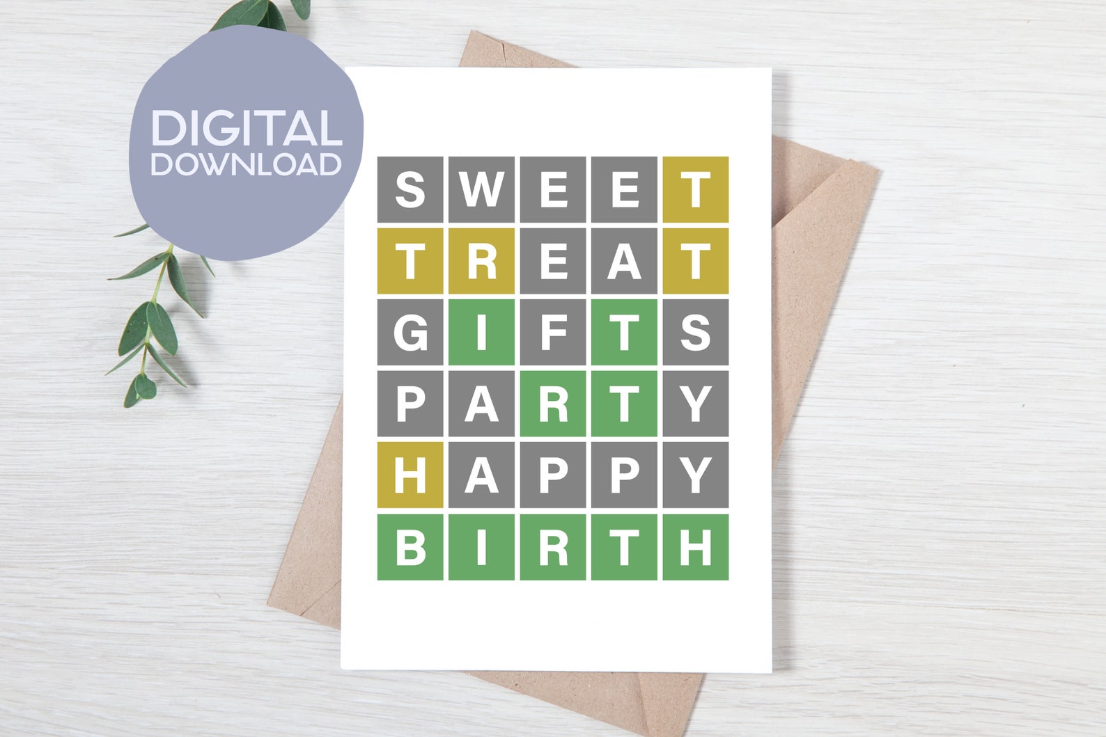 Printable Wordle Themed Birthday Card | Instant Download | Trendy Game ...