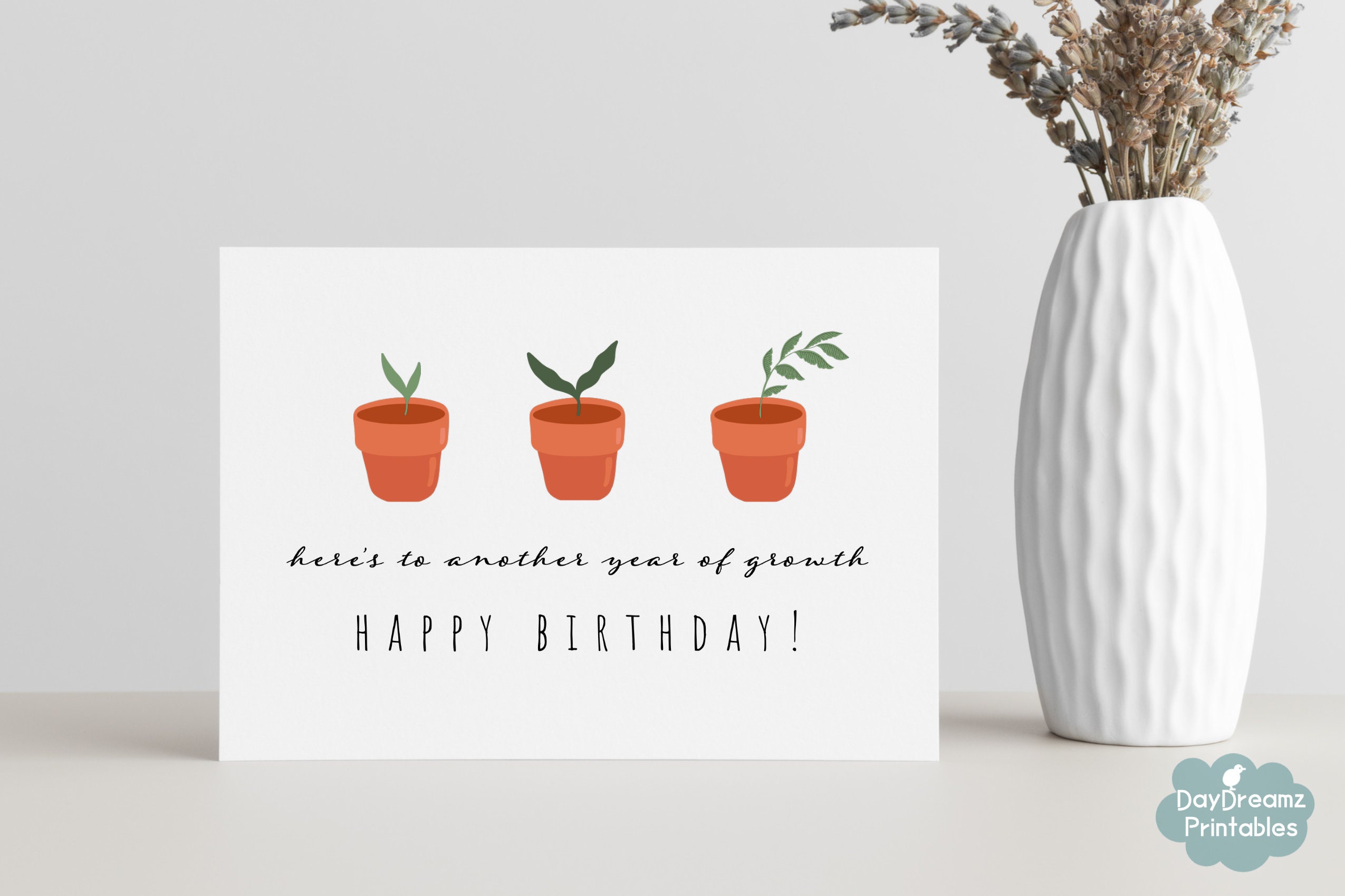 Printable Plant Birthday Card | Instant Digital Download | Happy ...