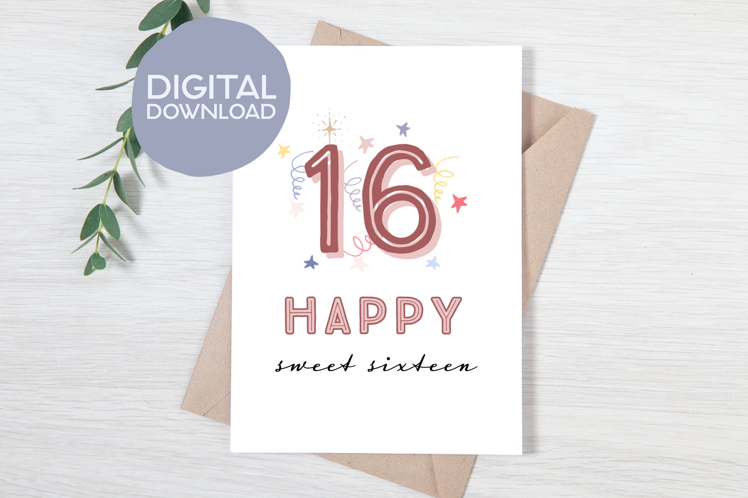 Printable Sweet 16 Birthday Card for Girl | Instant Download | Special ...