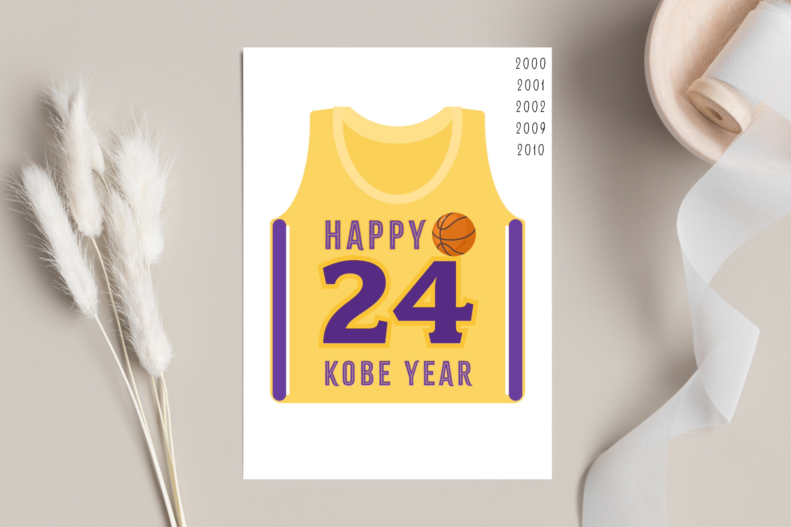 Printable Happy 24 Kobe Year Jersey Birthday Card | Instant Download ...