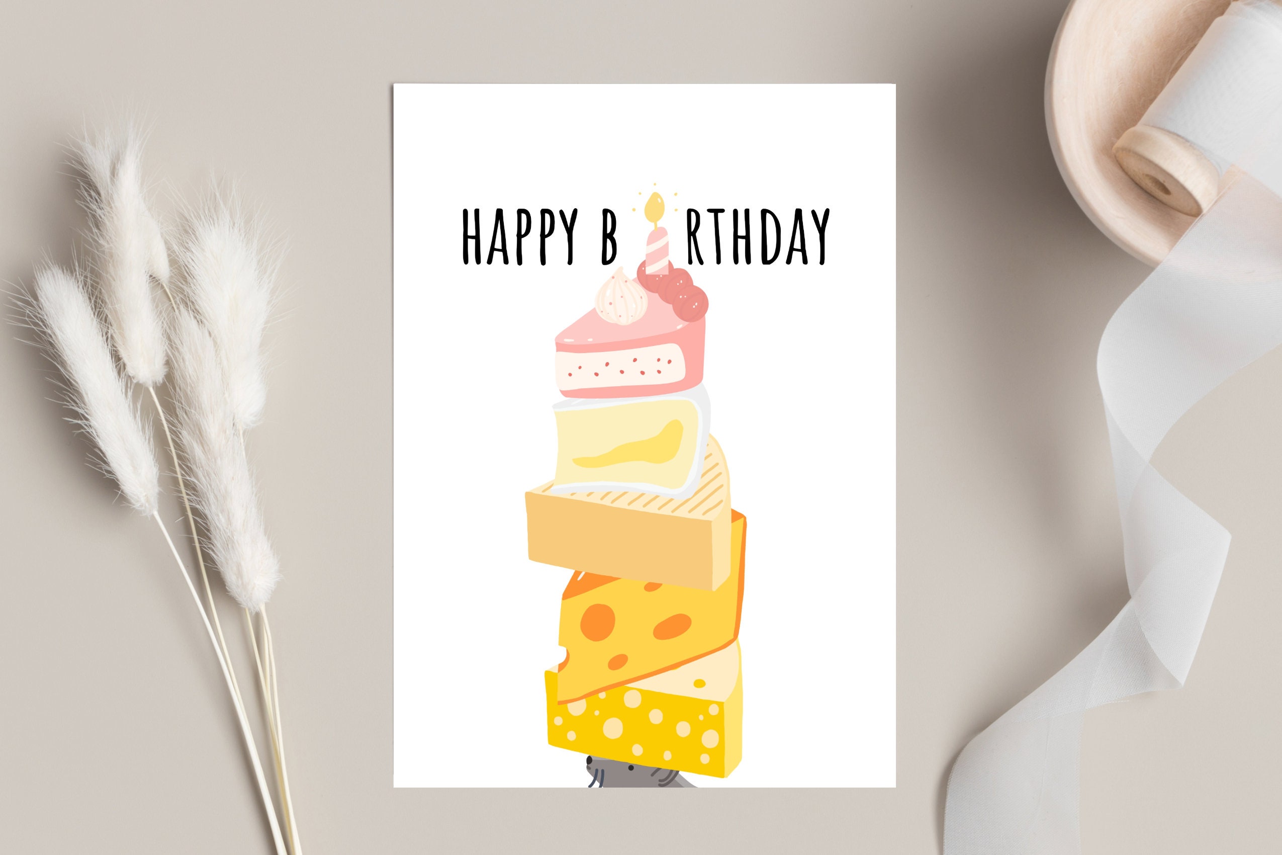 Printable Ratatouille Theme Mouse & Cheese Birthday Card | Instant ...