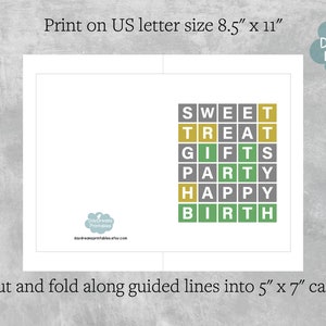 Printable Wordle Themed Birthday Card | Instant Download | Trendy Game ...