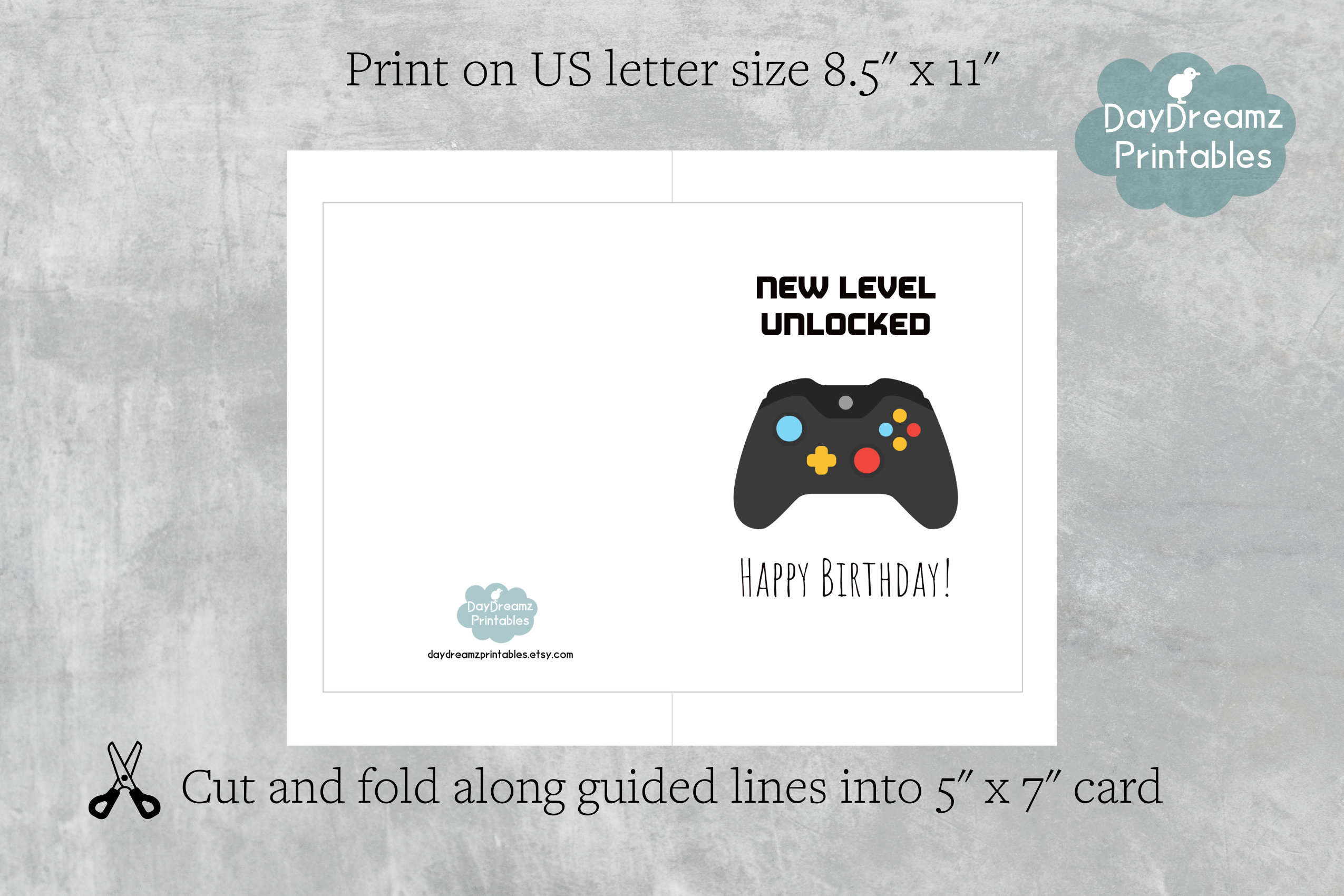 Printable New Level Unlocked Video Games Birthday Card | Instant ...