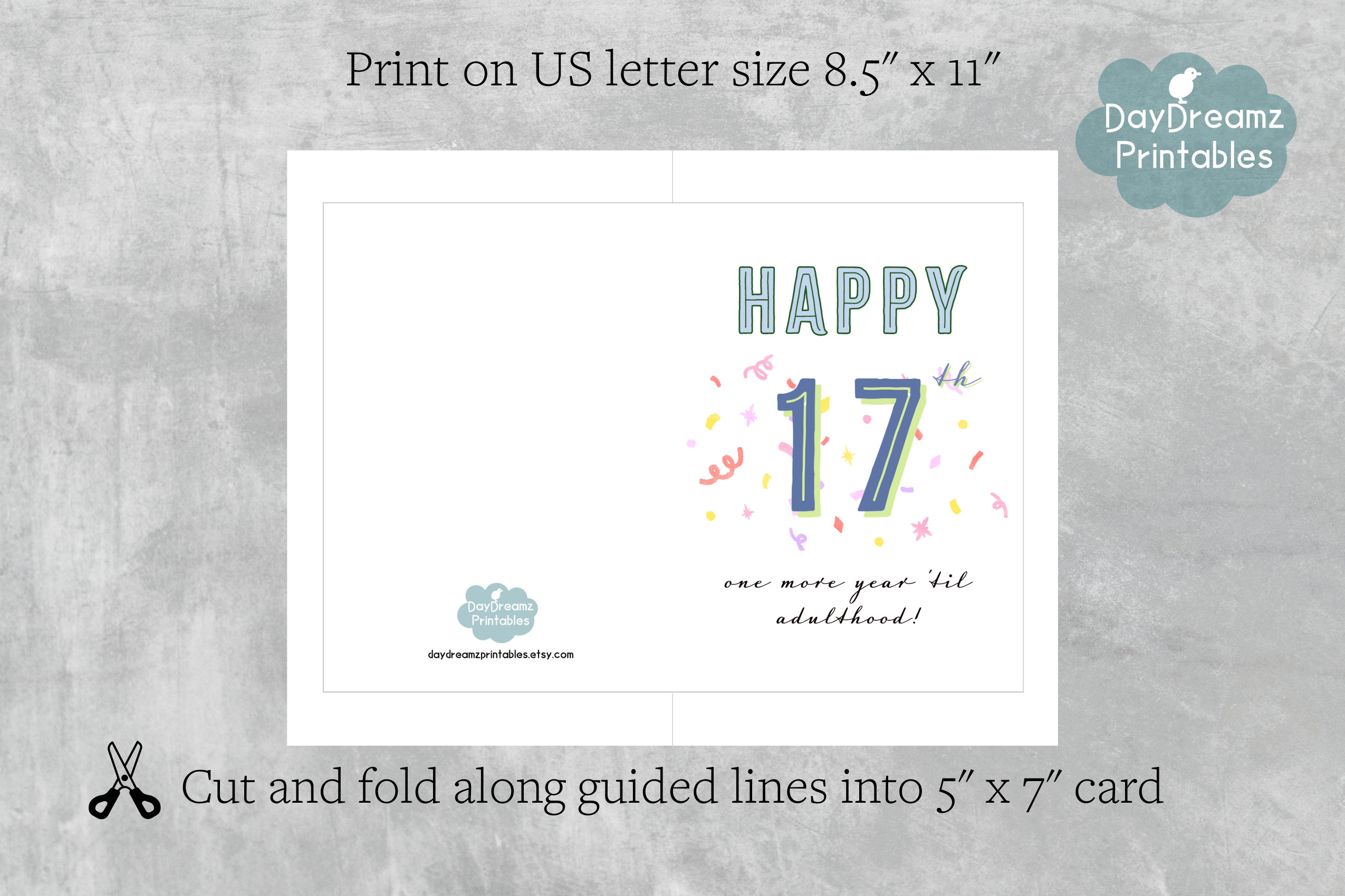 Printable 17th Birthday Card | Instant Download | One More Year Til ...