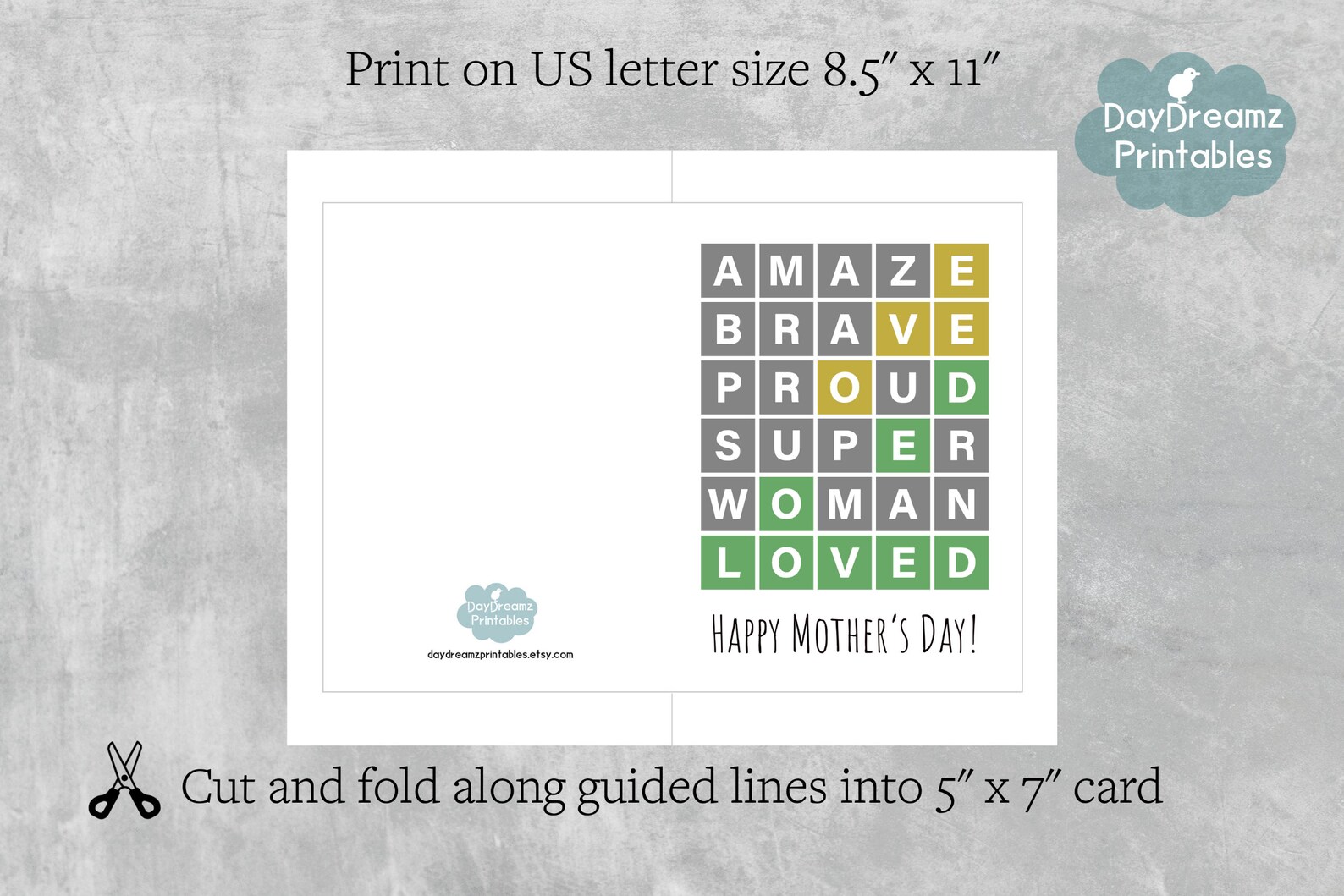 Printable Wordle Theme Mother's Day Card | Instant Download | Trendy ...