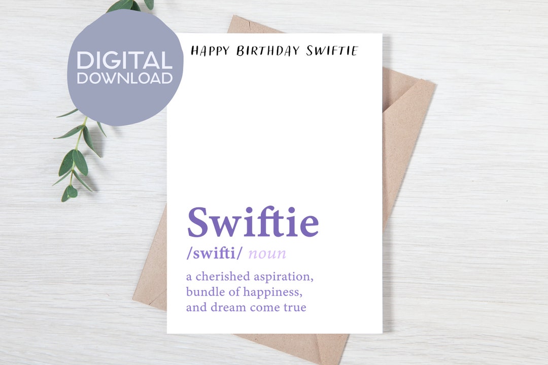 Printable Taylor Swift Swiftie Definition Birthday Card | Instant ...
