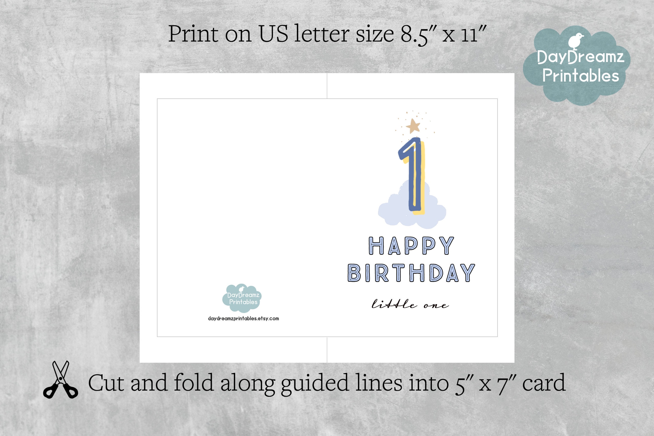 Printable Happy 1st Birthday Card for Girl, Boy | Instant Download ...