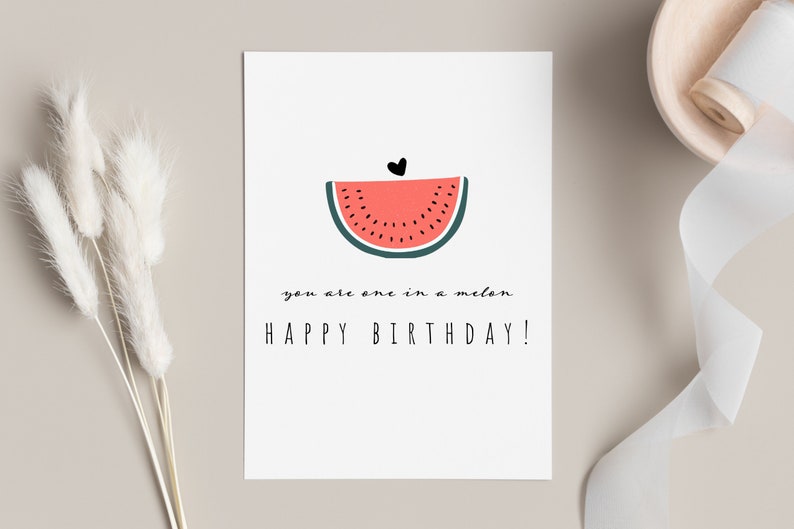 Printable One in a Melon Happy Birthday Card | Instant Digital Download ...