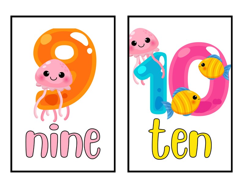 1-10 Printable Sea Animals Flashcards - Etsy