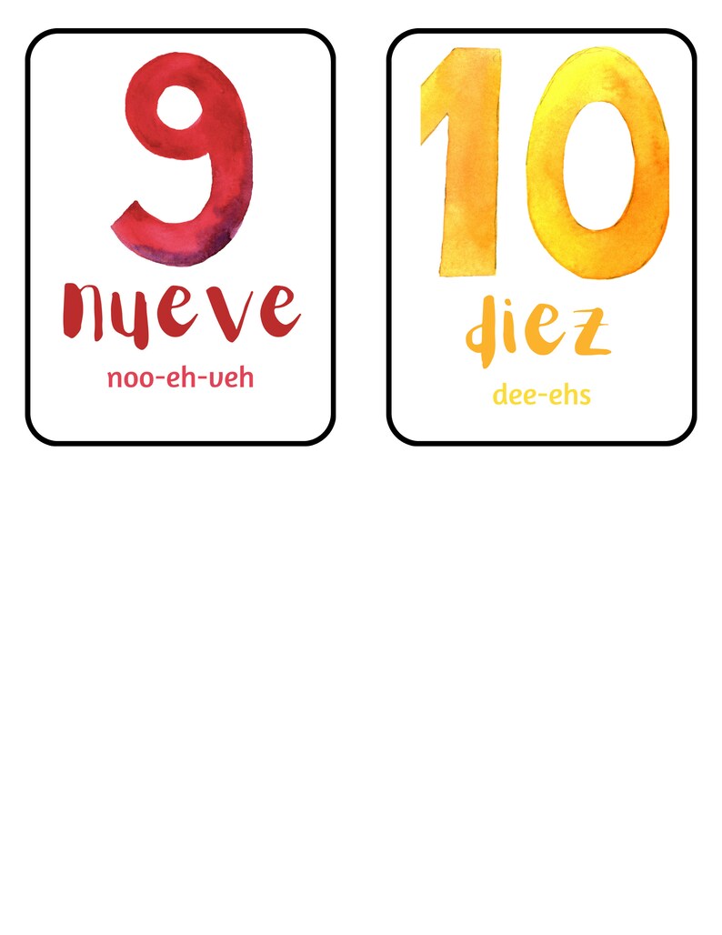 Spanish Numbers Printable Flashcards - Etsy