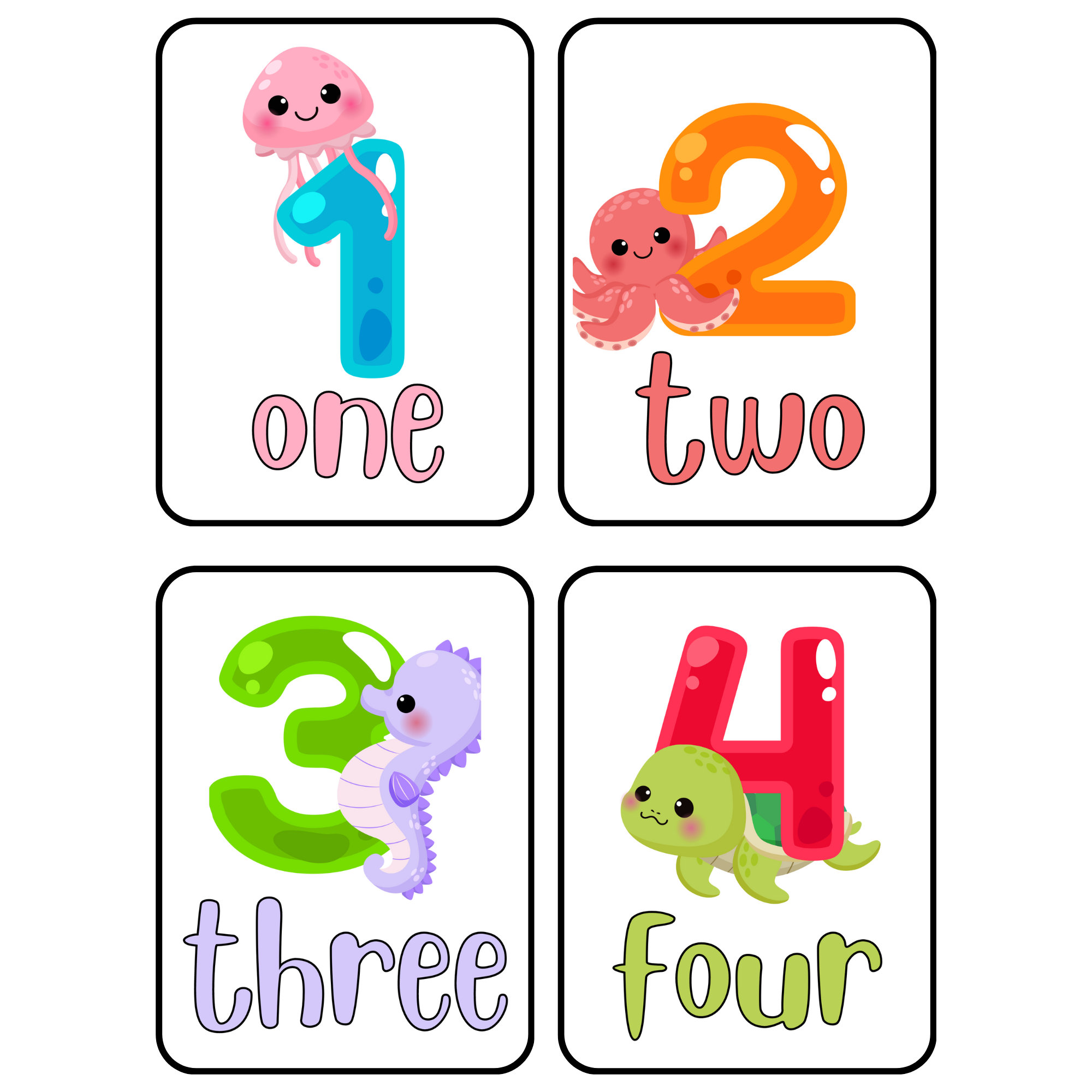 1-10 Printable Sea Animals Flashcards - Etsy