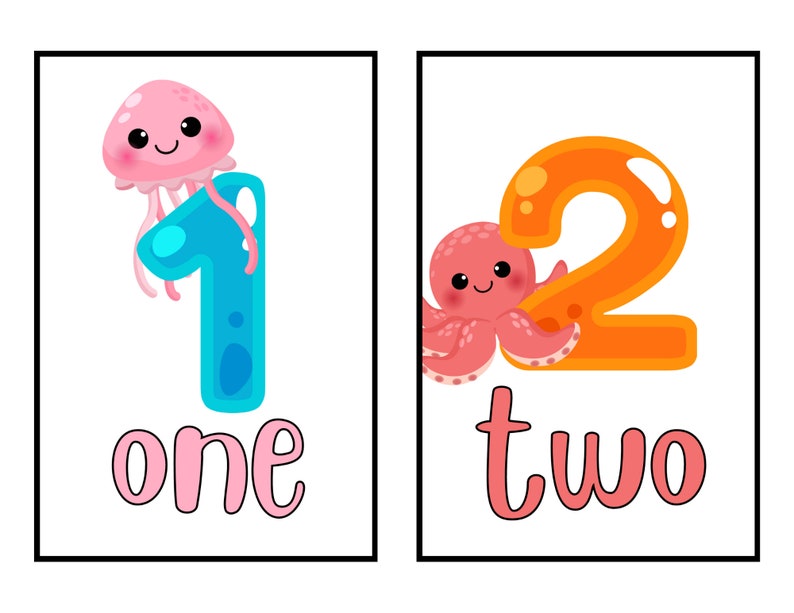 1-10 Printable Sea Animals Flashcards - Etsy