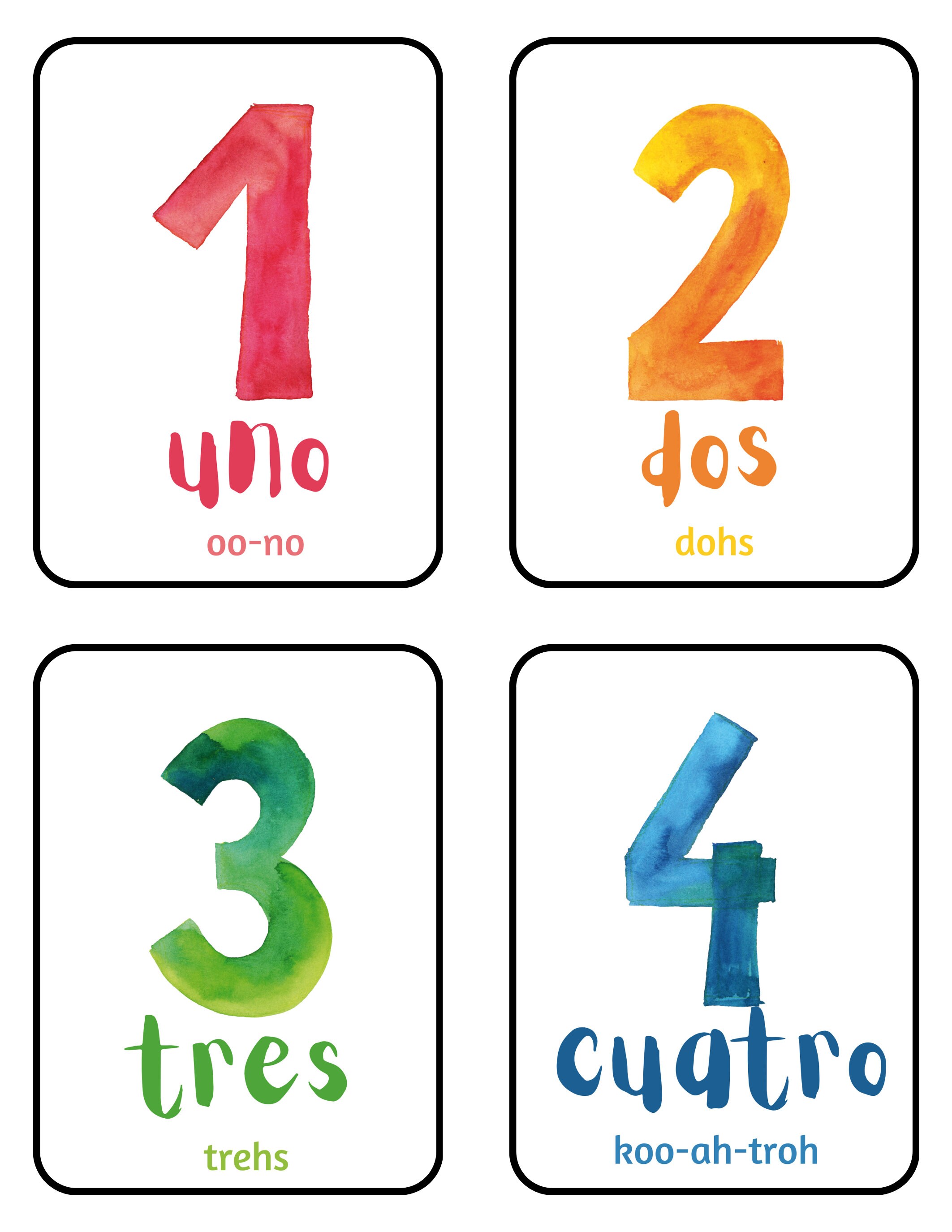 Spanish Numbers Printable Flashcards - Etsy