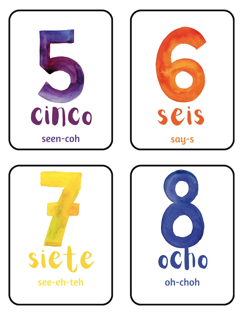 Spanish Numbers Printable Flashcards - Etsy