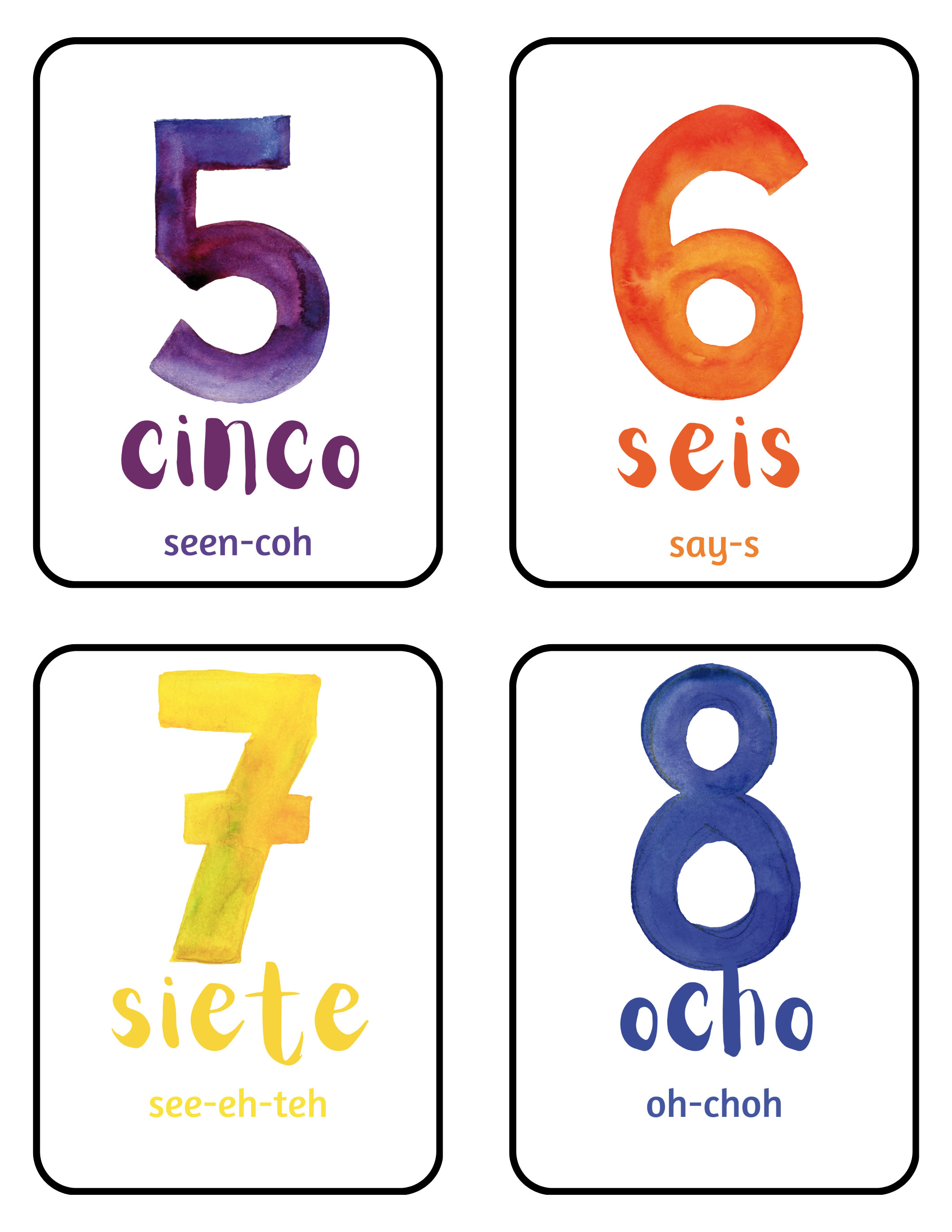 Spanish Numbers Printable Flashcards - Etsy