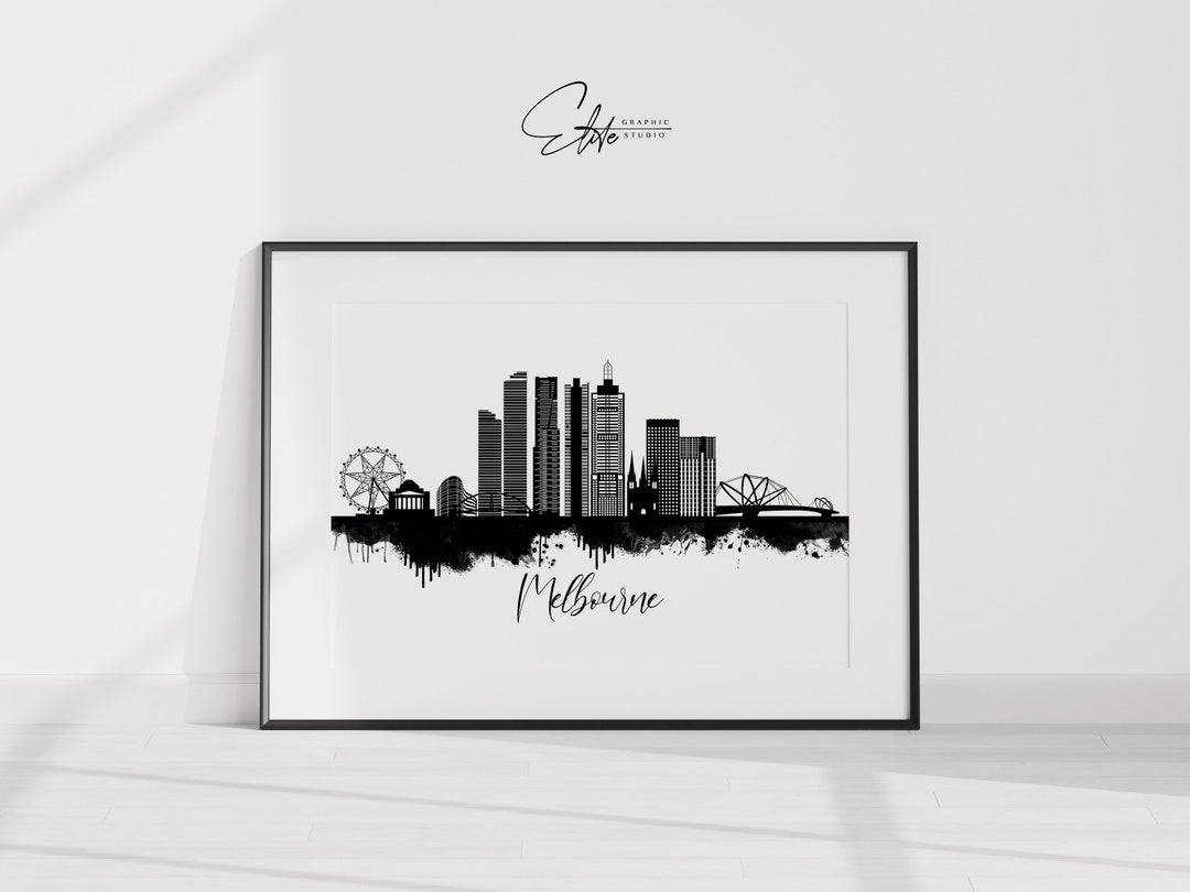 Melbourne Print, Melbourne Skyline, Melbourne Art, Abstract Splatter ...