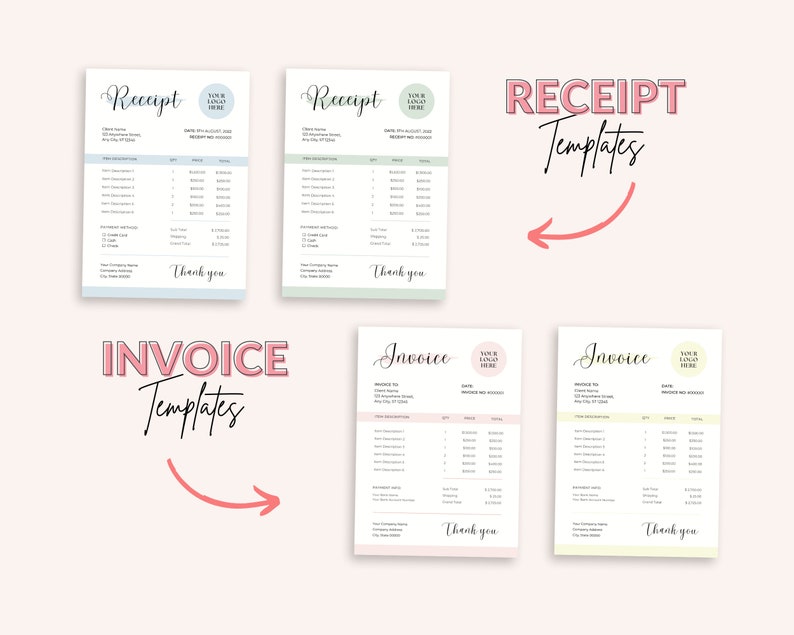 Editable Invoice and Receipt Template Bundle-invoice Template Download ...
