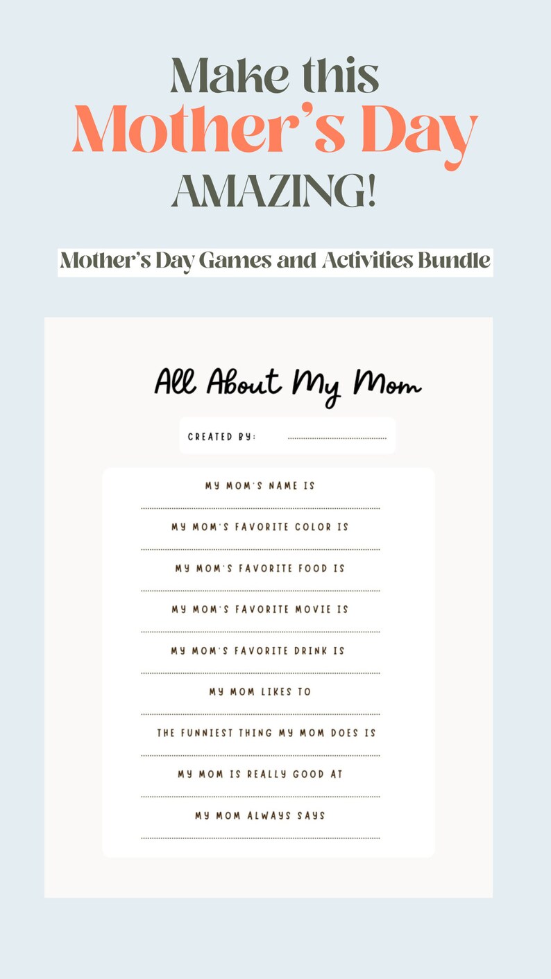 Mother's Day Printable Bundle- Mother's Day Games-mother's Day ...
