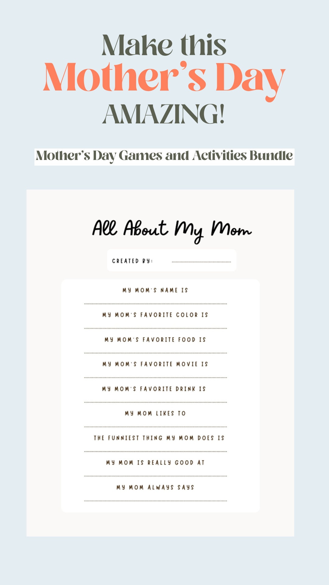 Mother's Day Printable Bundle- Mother's Day Games-mother's Day ...