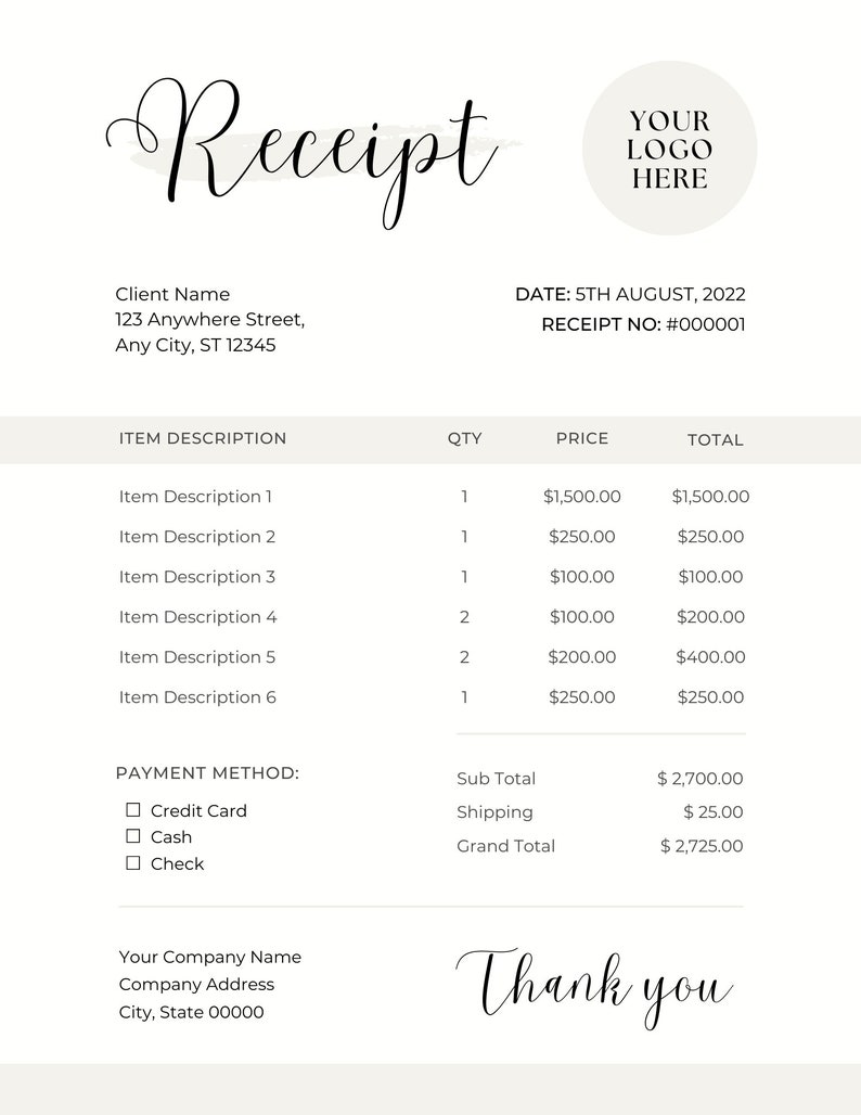 Editable Invoice and Receipt Template Bundle-invoice Template Download ...