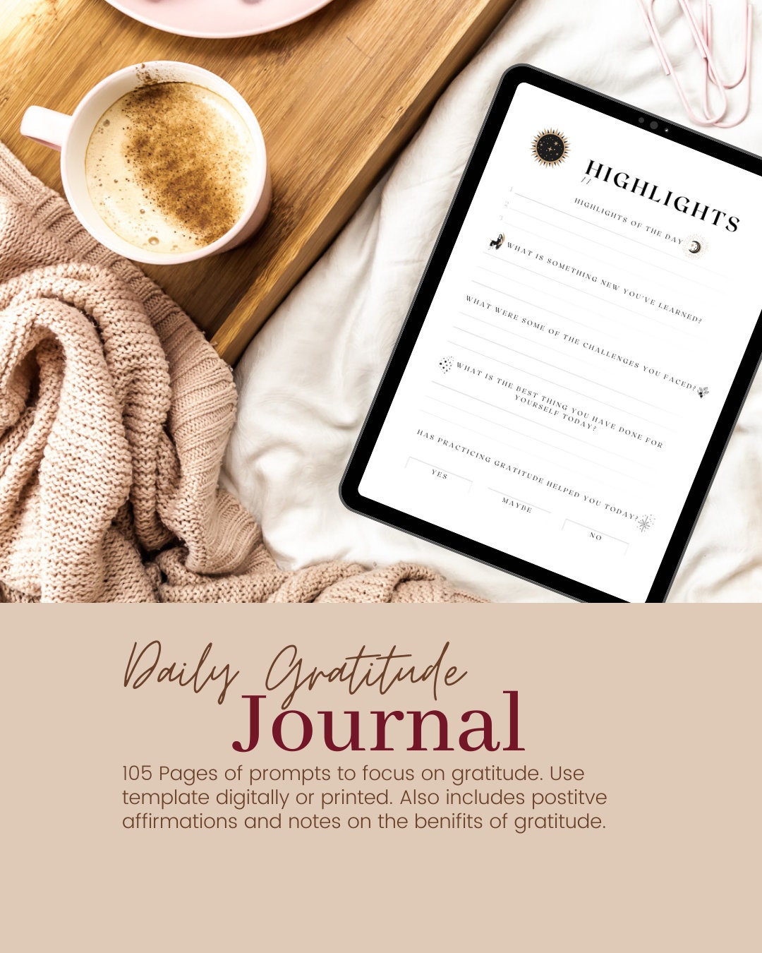 Daily Gratitude Journal-printable Gratitude Journal-digital Gratitude ...