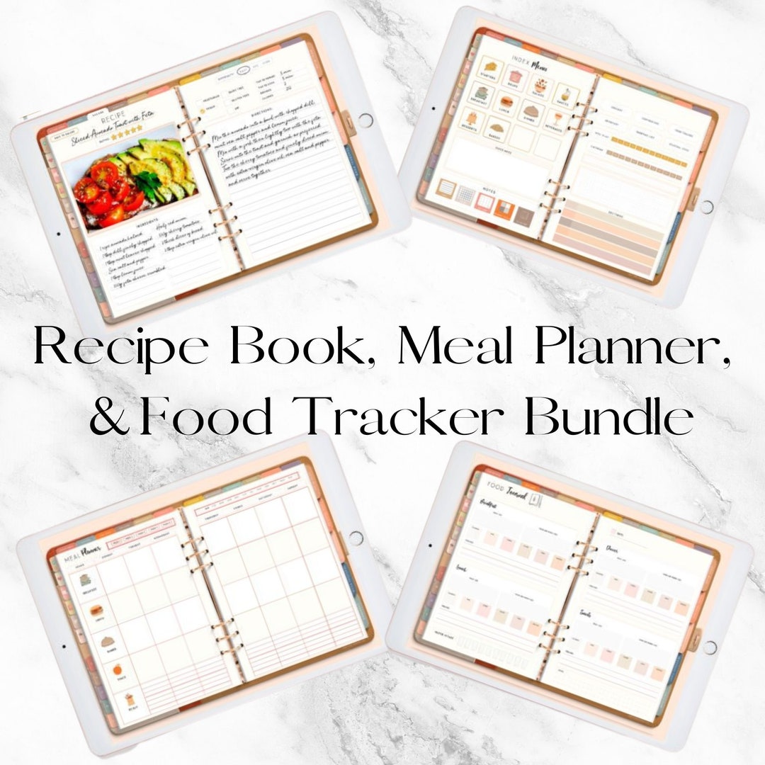 Digital Meal Planner, Recipe Book, and Food Tracking Bundle-undated ...