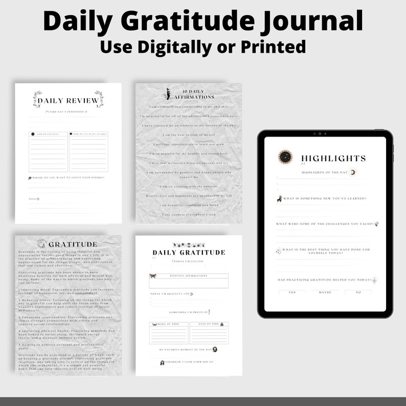 Daily Gratitude Journal-printable Gratitude Journal-digital Gratitude ...