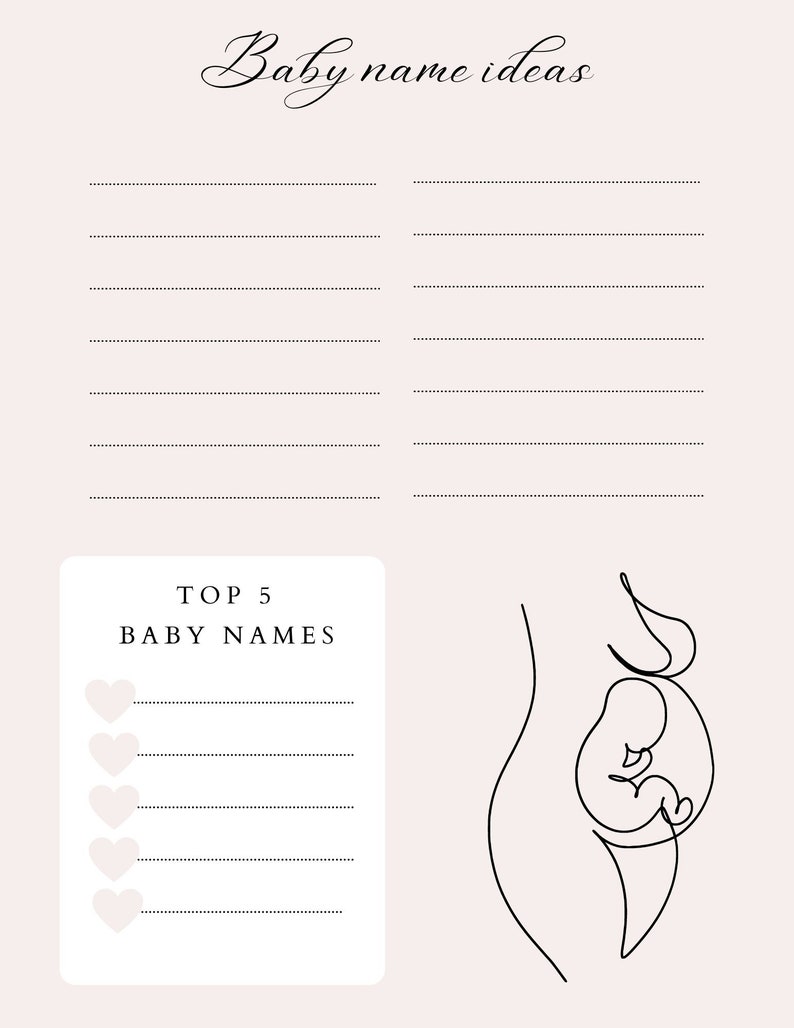 Printable Pregnancy Planner-name Ideas, Dear Baby Letter, Medication ...