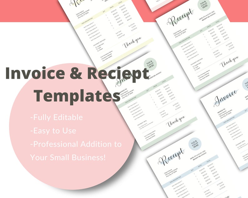 Editable Invoice and Receipt Template Bundle-invoice Template Download ...