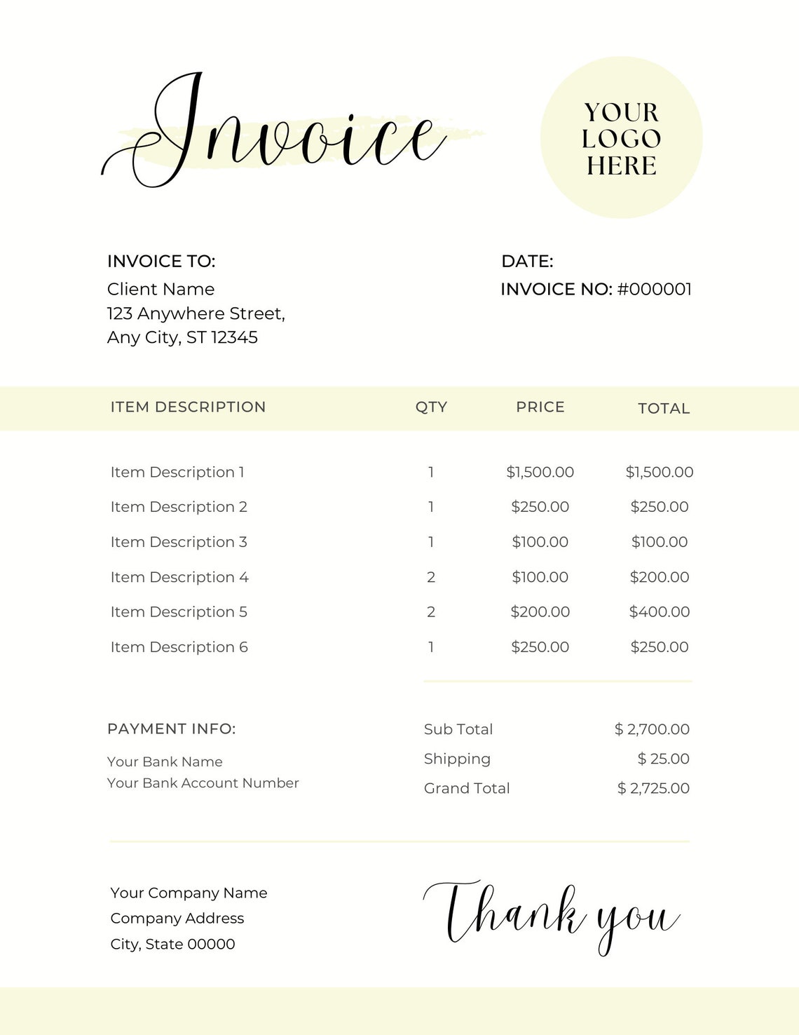 Editable Invoice and Receipt Template Bundle-invoice Template Download ...