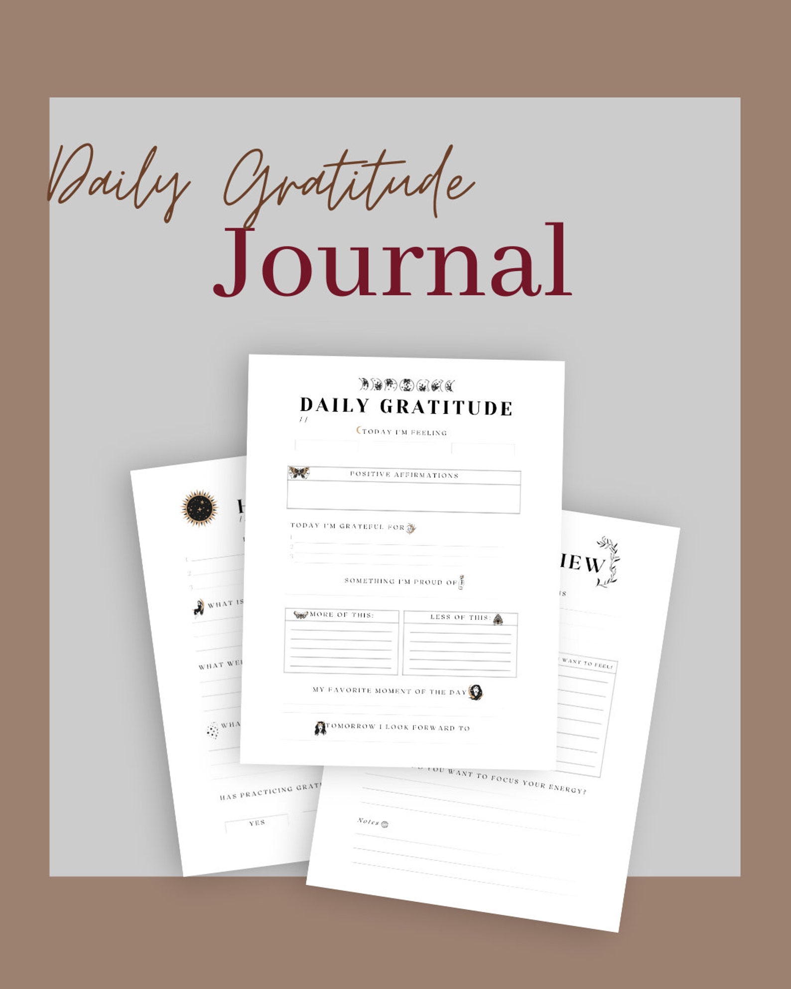 Daily Gratitude Journal-printable Gratitude Journal-digital - Etsy