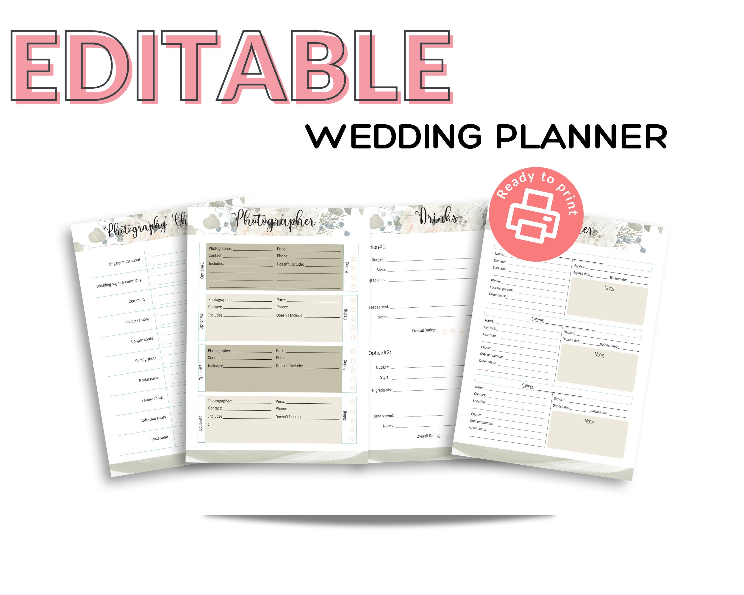 Editable Wedding Planner-wedding Binder-wedding Checklist-wedding ...