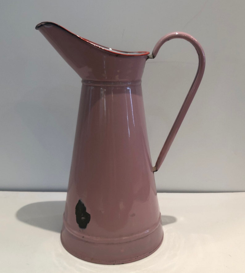 Vintage French Water Pitcher Pink Enamelware - Etsy