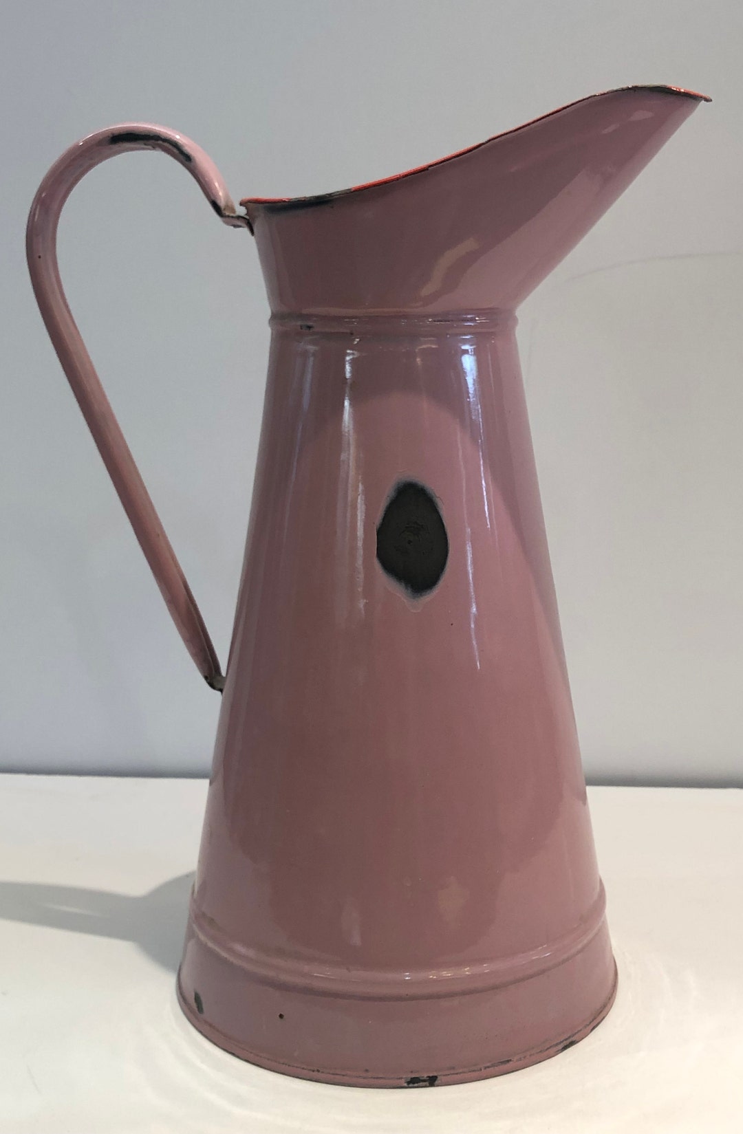 Vintage French Water Pitcher Pink Enamelware - Etsy