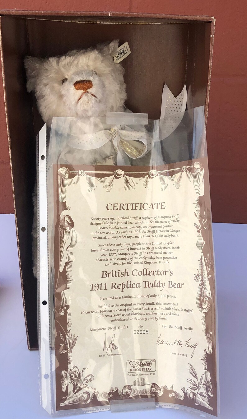 Vintage 16” Steiff Teddy Bear British Collector’s 1911 Replica W/ Tags ...