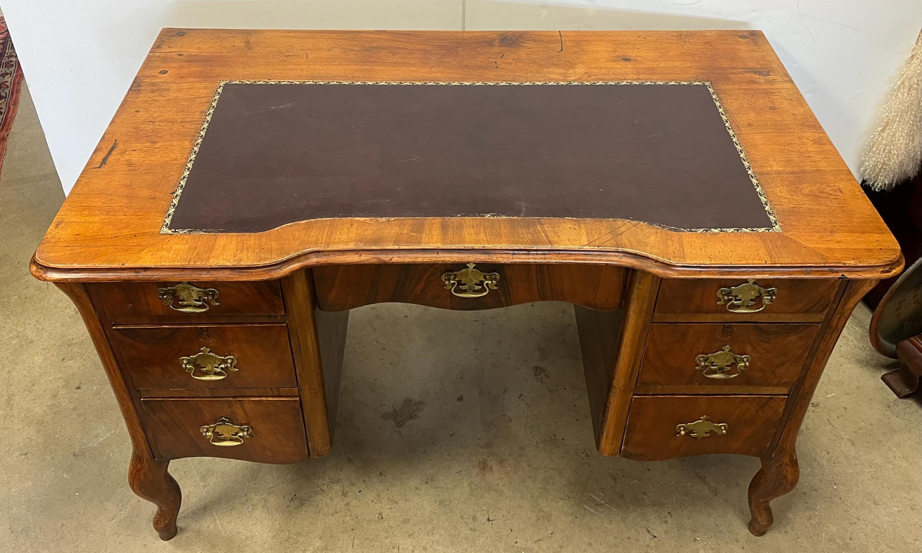 Antique 1875 Leather Top Mahogany Desk - Etsy