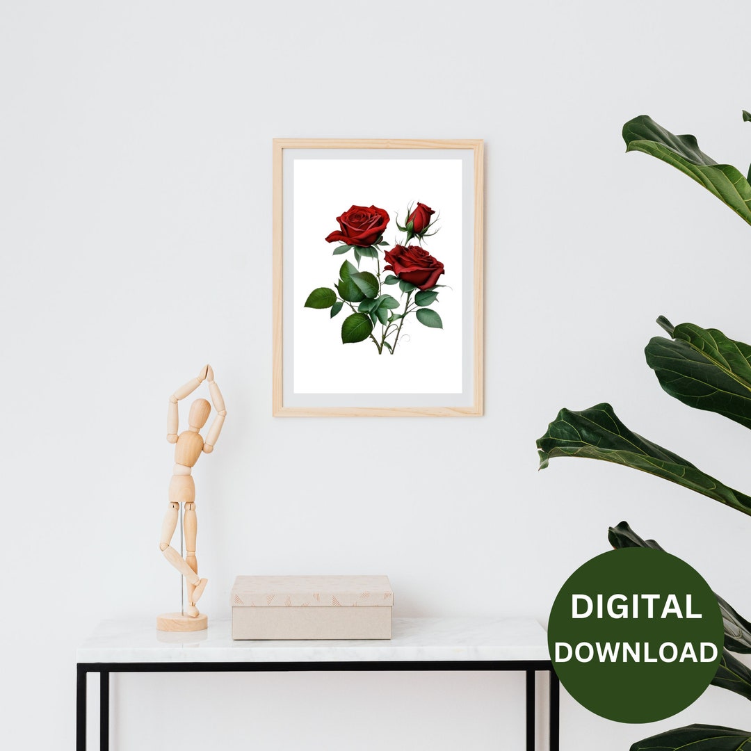 Rose Flower Wall Art, Home Decor, Office Decor, Wall Decor, Wall Art ...