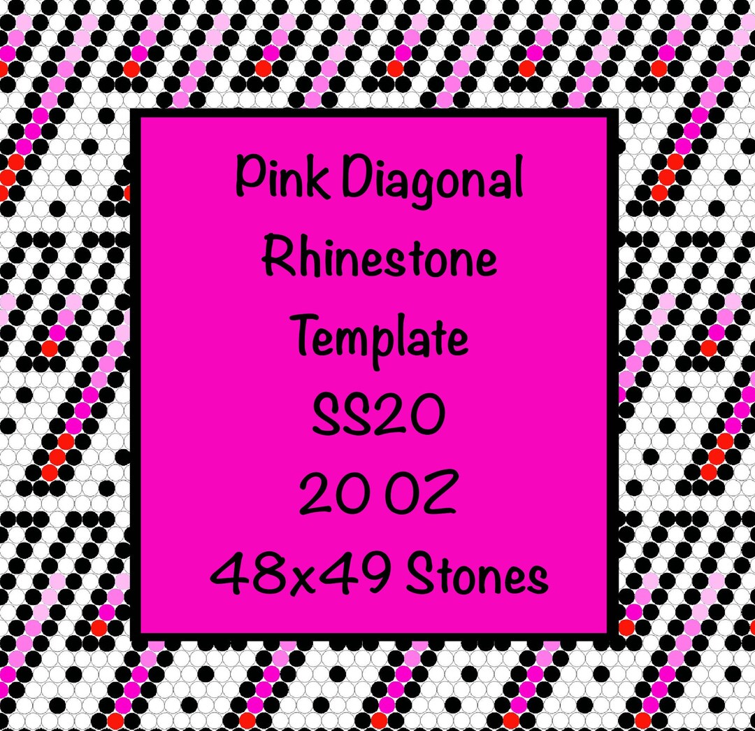 Pink Diagonal Rhinestone Template for Tumbler - Etsy