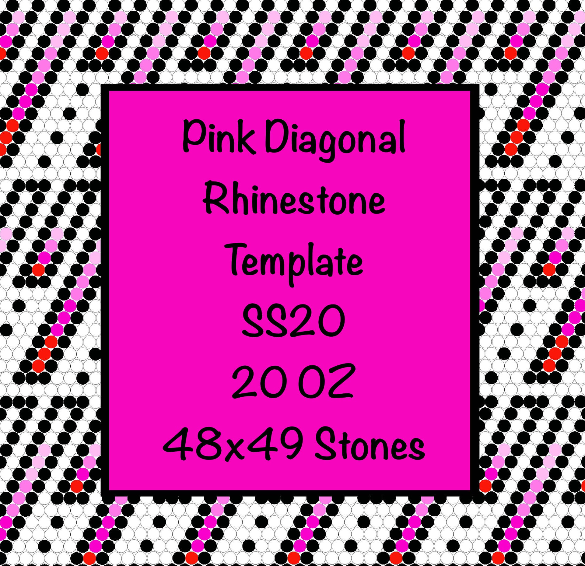 Pink Diagonal Rhinestone Template for Tumbler - Etsy