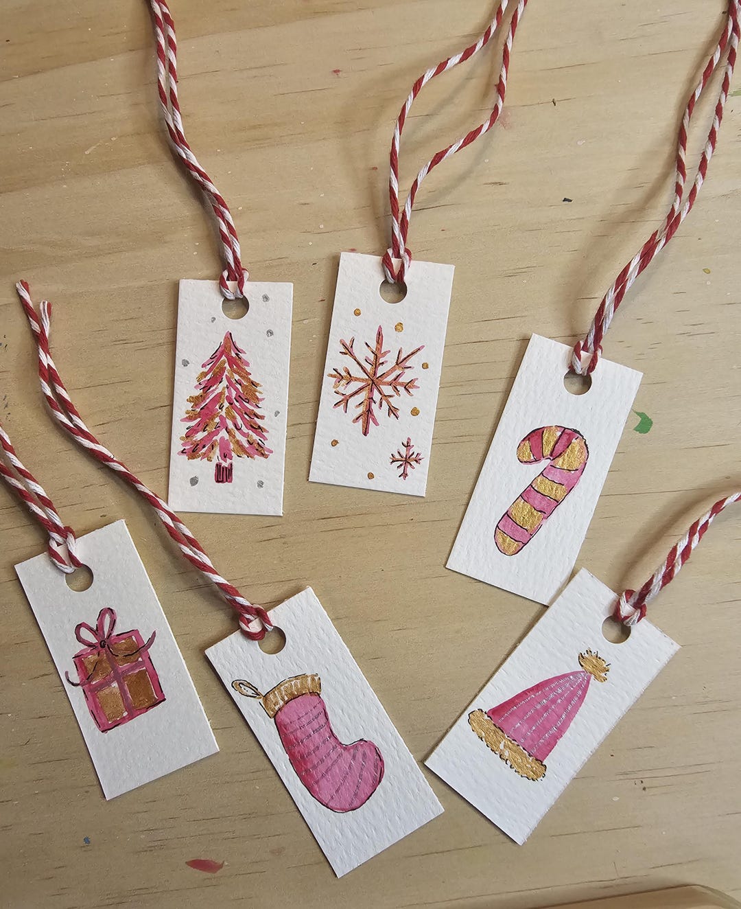 Christmas Hand-painted Assorted Tags, Set of Six Christmas Tags ...