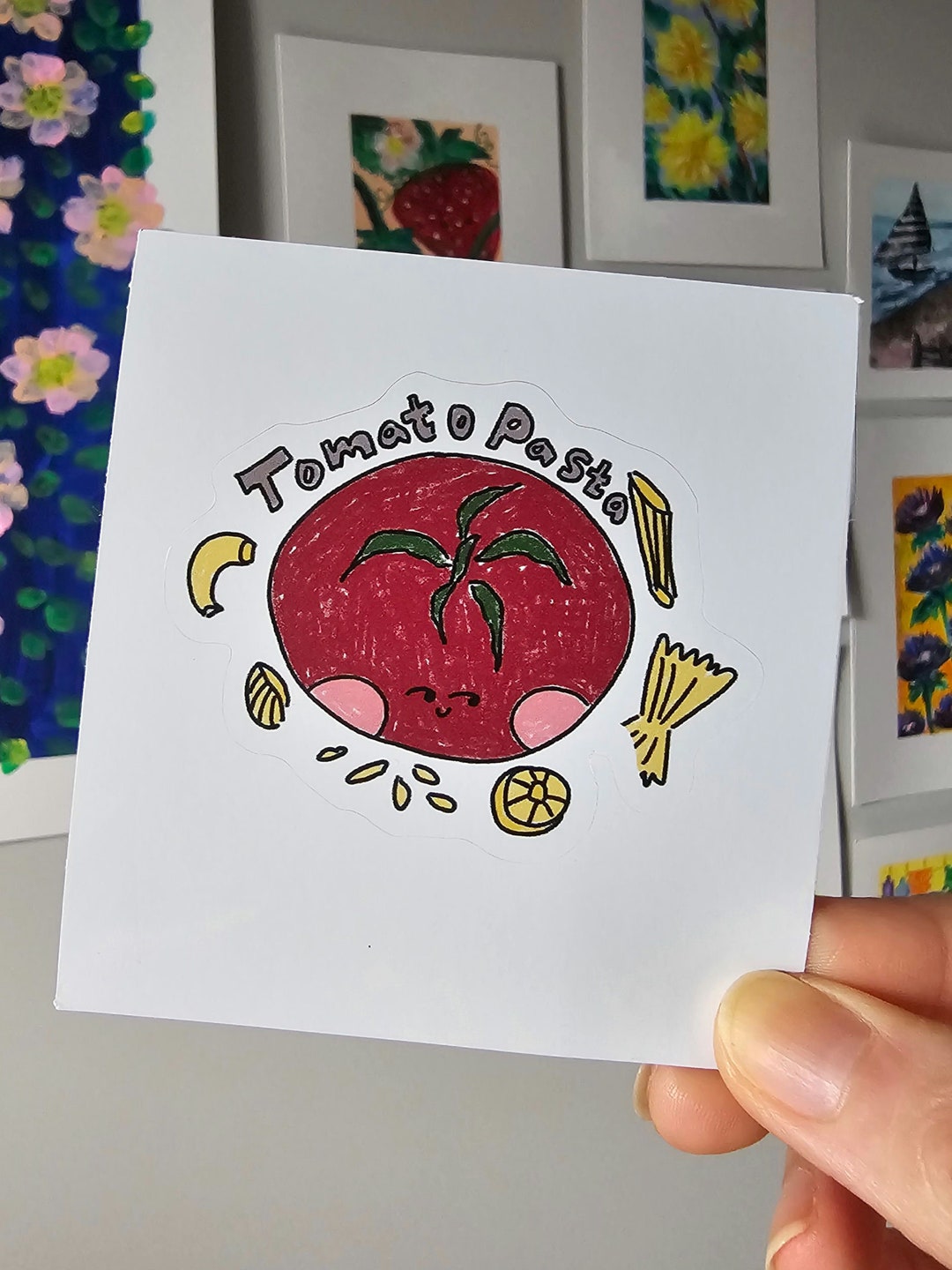 Tomato Pasta Sticker, Retro Cute Tomato Sticker, Tomato Art, Original ...