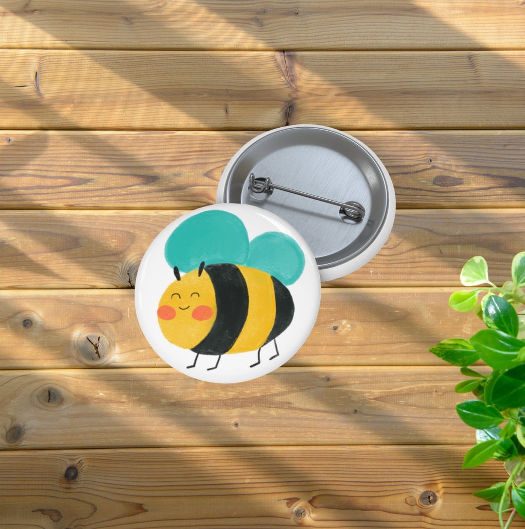 Bumblebee Pin Button, Cute Insect Badge, Whimsical Bee Lapel Pin, Fun ...